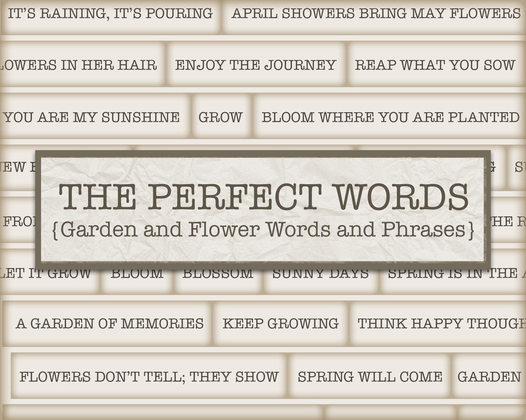 Junk Journaling Words, Words for Junk Journals, Garden Junk Journal ...