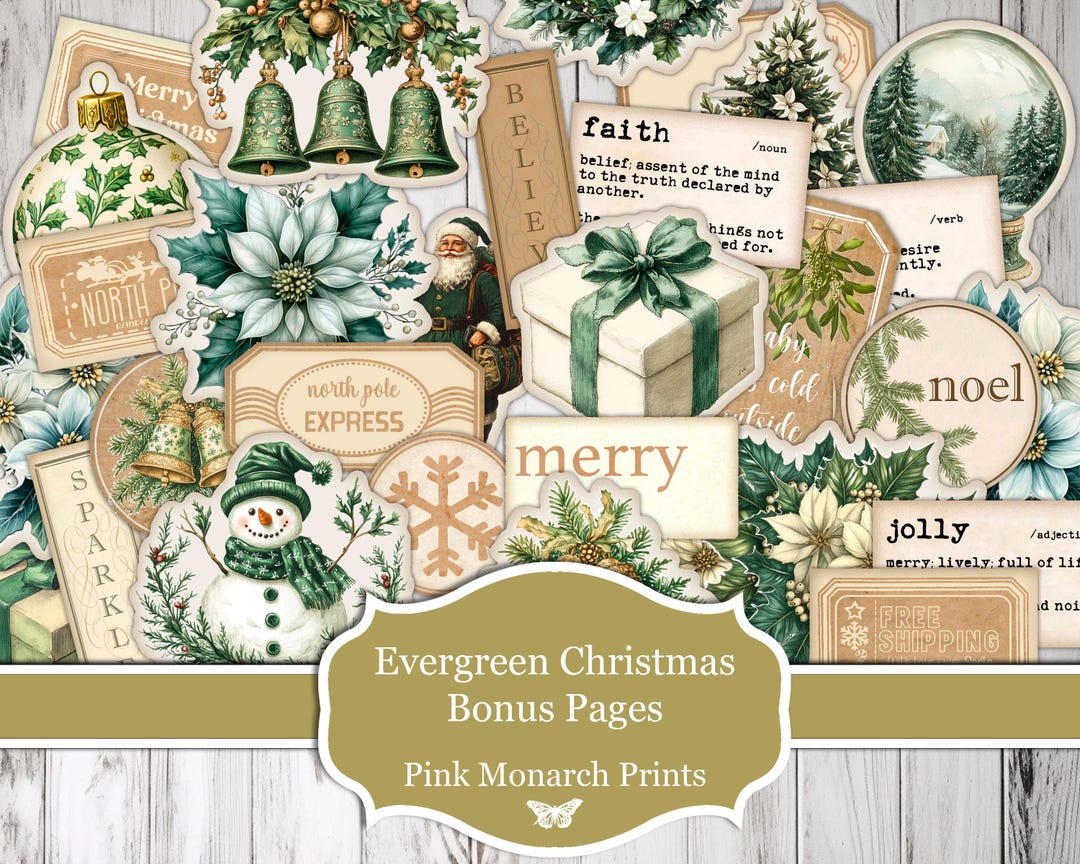 Evergreen Christmas Bonus Pages, Digital, Green, Christmas, Printable ...