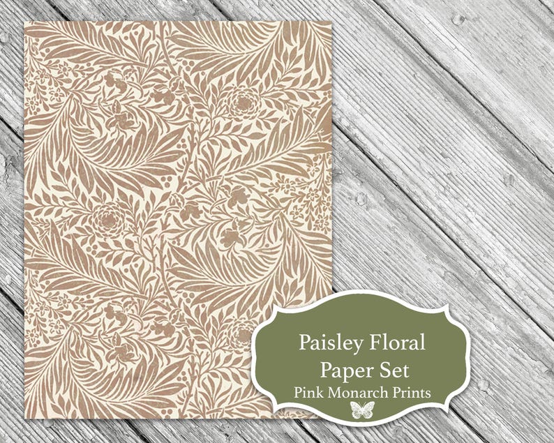 Paisley Floral Paper Set - 10 Scrapbooking and Junk Journaling ...
