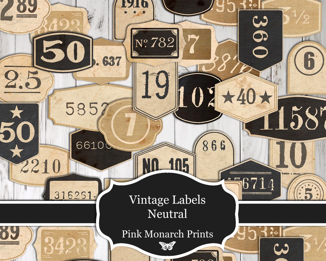 Vintage Labels, Neutral, Junk Journal Labels, Printable, Junk ...