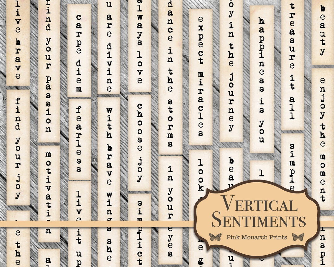 Vertical Sentiments, Digital Inspirational Words, Embellishments for ...