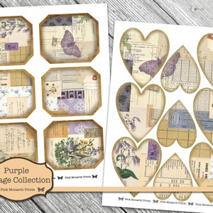 Purple Collage, Junk Journal Kit, Junk Journal Printable, Digital ...