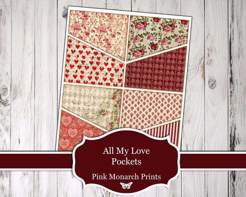 All My Love Pockets, Digital, Printable, Romance, Valentines Day ...