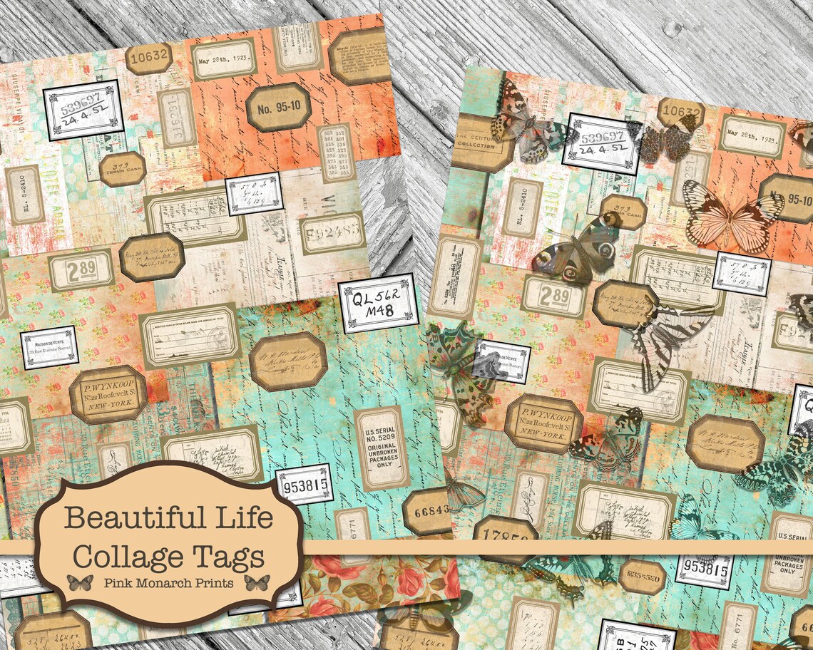 Beautiful Life Collage Tags, Junk Journal Kit, Junk Journaling Digitals ...