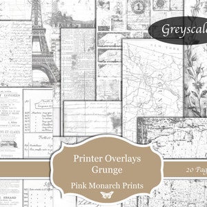 Printer Overlays, Ink Saver, Grungy, Stamp Effect, Junk Journal Paper ...