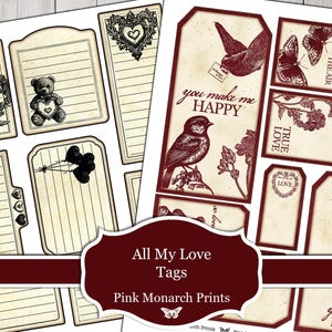 All My Love Tags, Digital, Printable, Romance, Valentines Day, Tags for ...