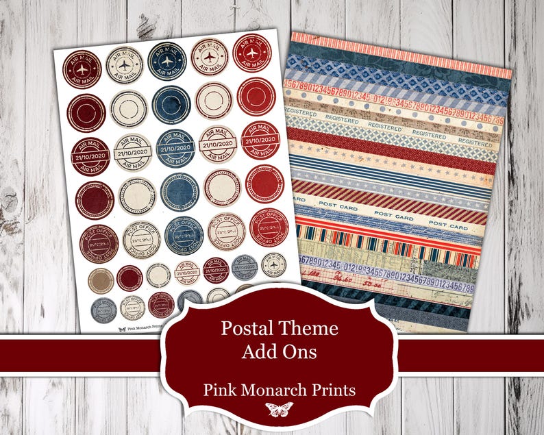 Postal Theme Add Ons, Digital Printable Kit, Mail Junk Journal, Digital ...