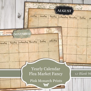 Custom, Junk Journal Calendar, Flea Market Fancy, Digital Planner, Junk ...