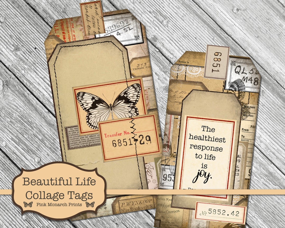 Beautiful Life Collage Tags, Junk Journal Kit, Junk Journaling Digitals ...