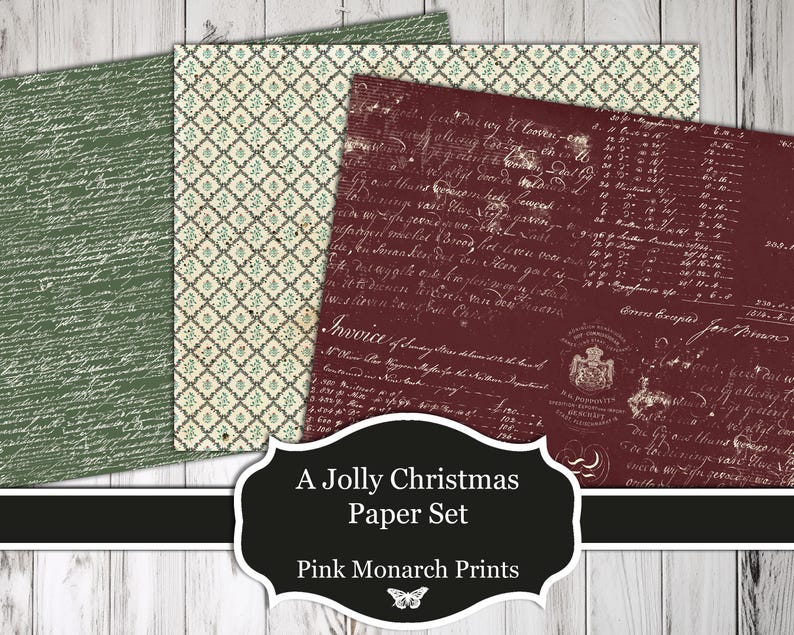 A Jolly Christmas Paper Set, 15, Printable, Digital, Vintage Christmas ...