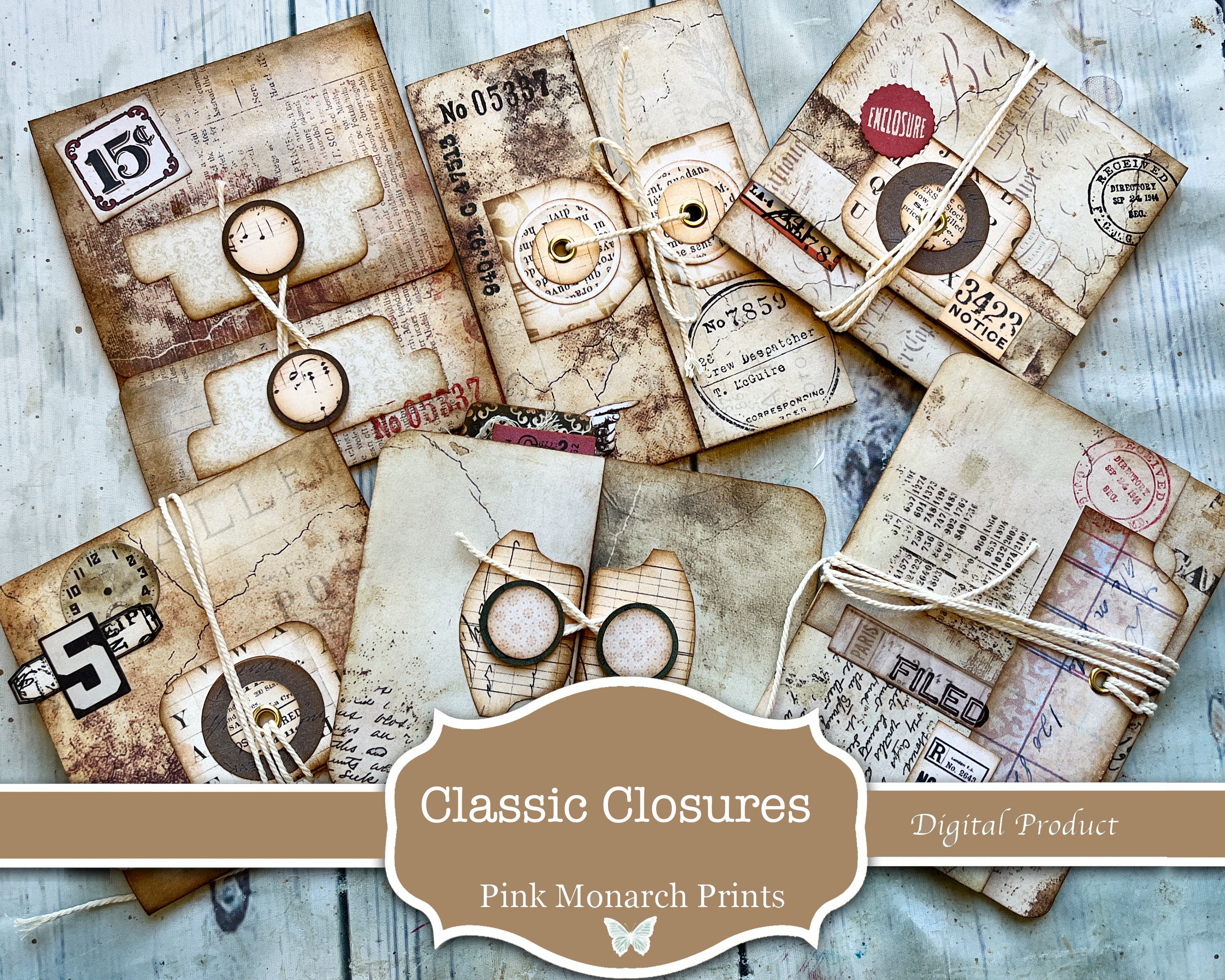 Classic Closures, Junk Journal Supplies, Vintage Ephemera, Junk Journal ...