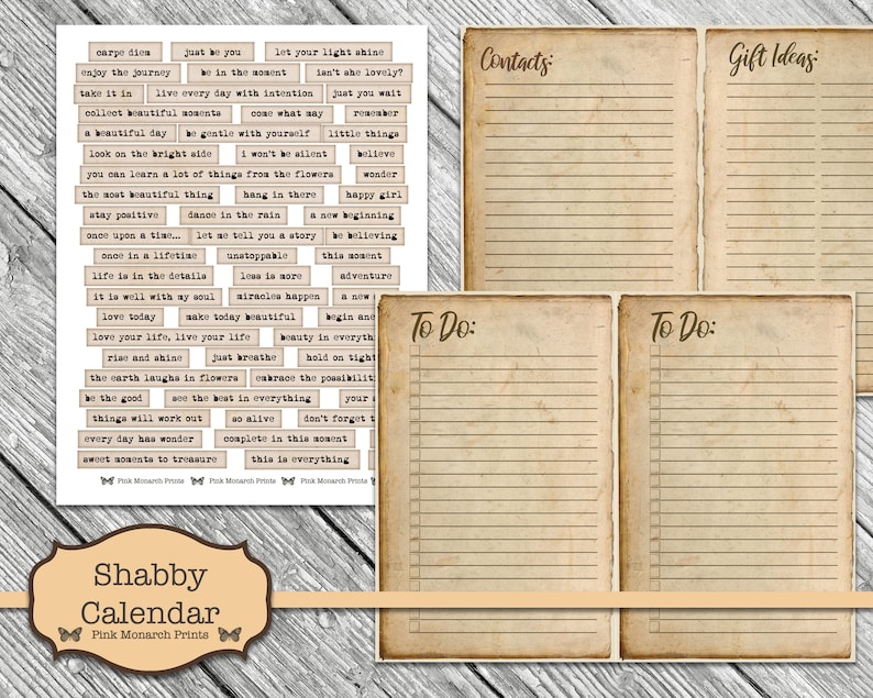 Shabby Calendar Junk Journal Calendar Digital Planner Junk - Etsy