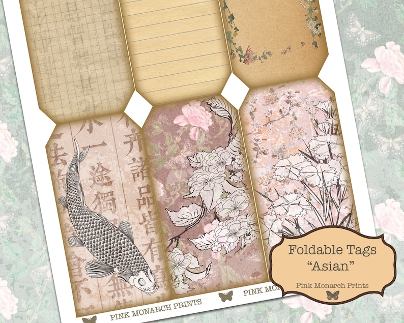 Asian Digital Paper Pack, Asian Journal Pack, Japanese Junk Journal Kit ...