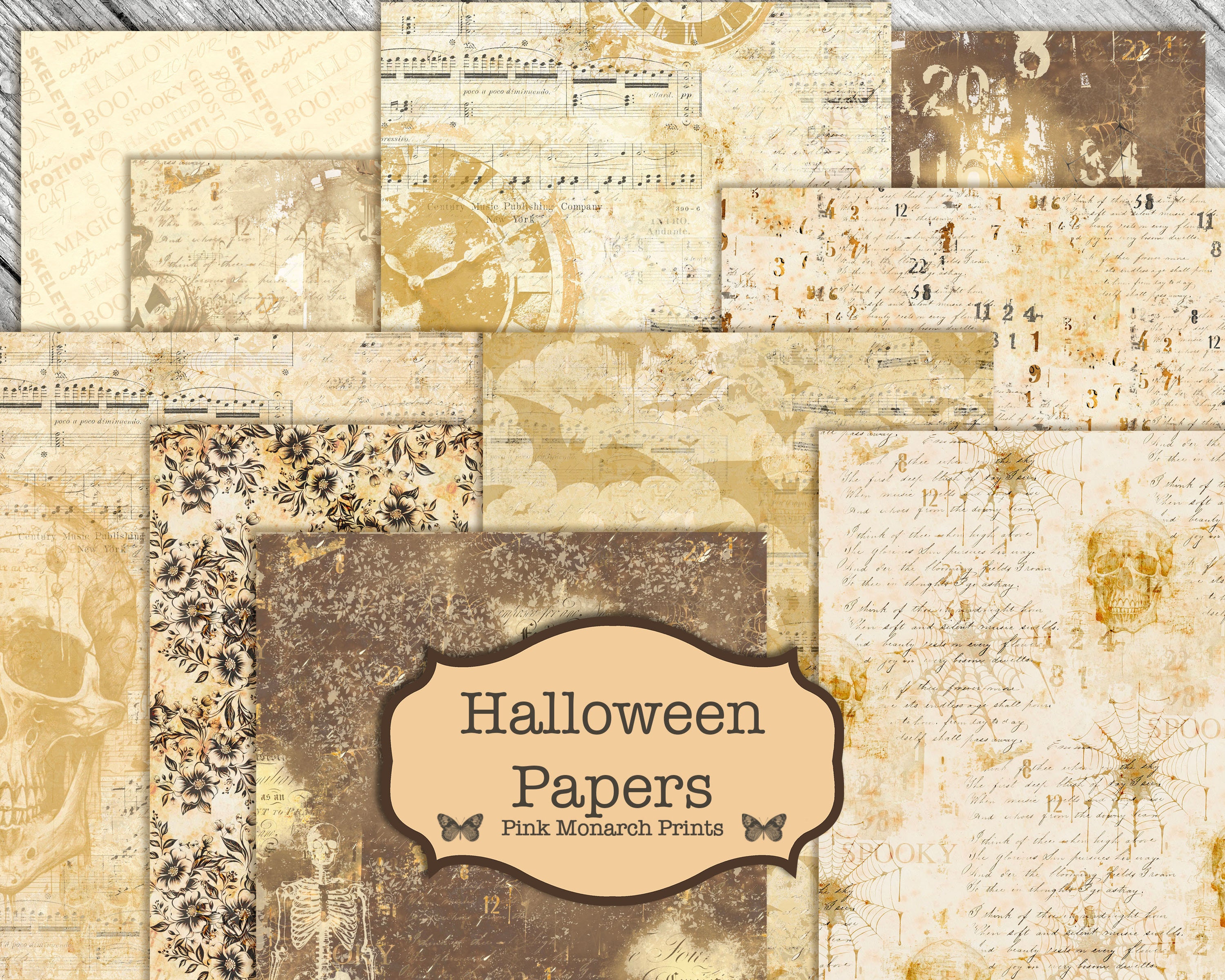 Digital Halloween Papers, Printable Papers, Junk Journal Kit, Junk ...