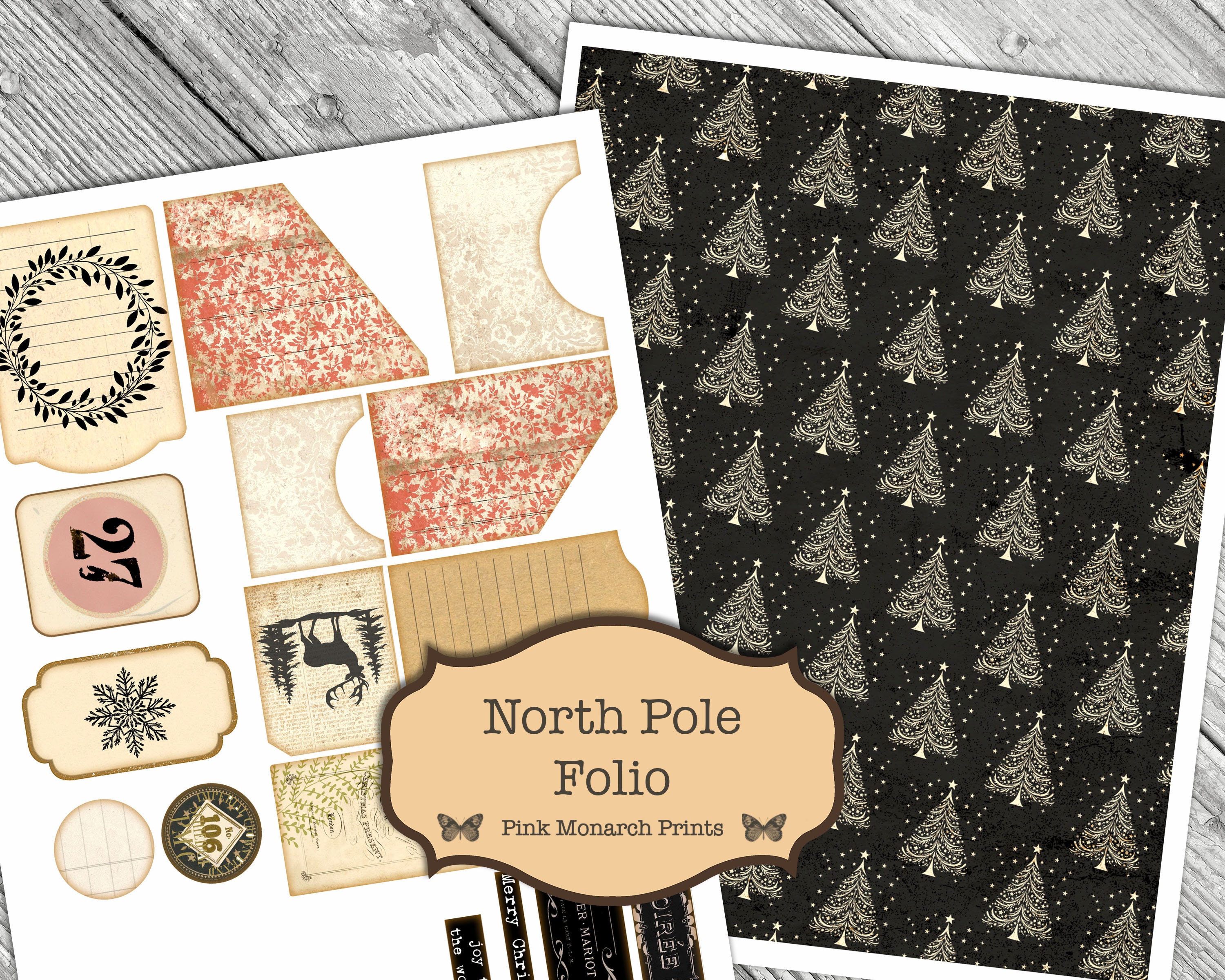 North Pole Mini Folio, Digital Junk Journal Kit, Junk Journal Kit, Junk ...