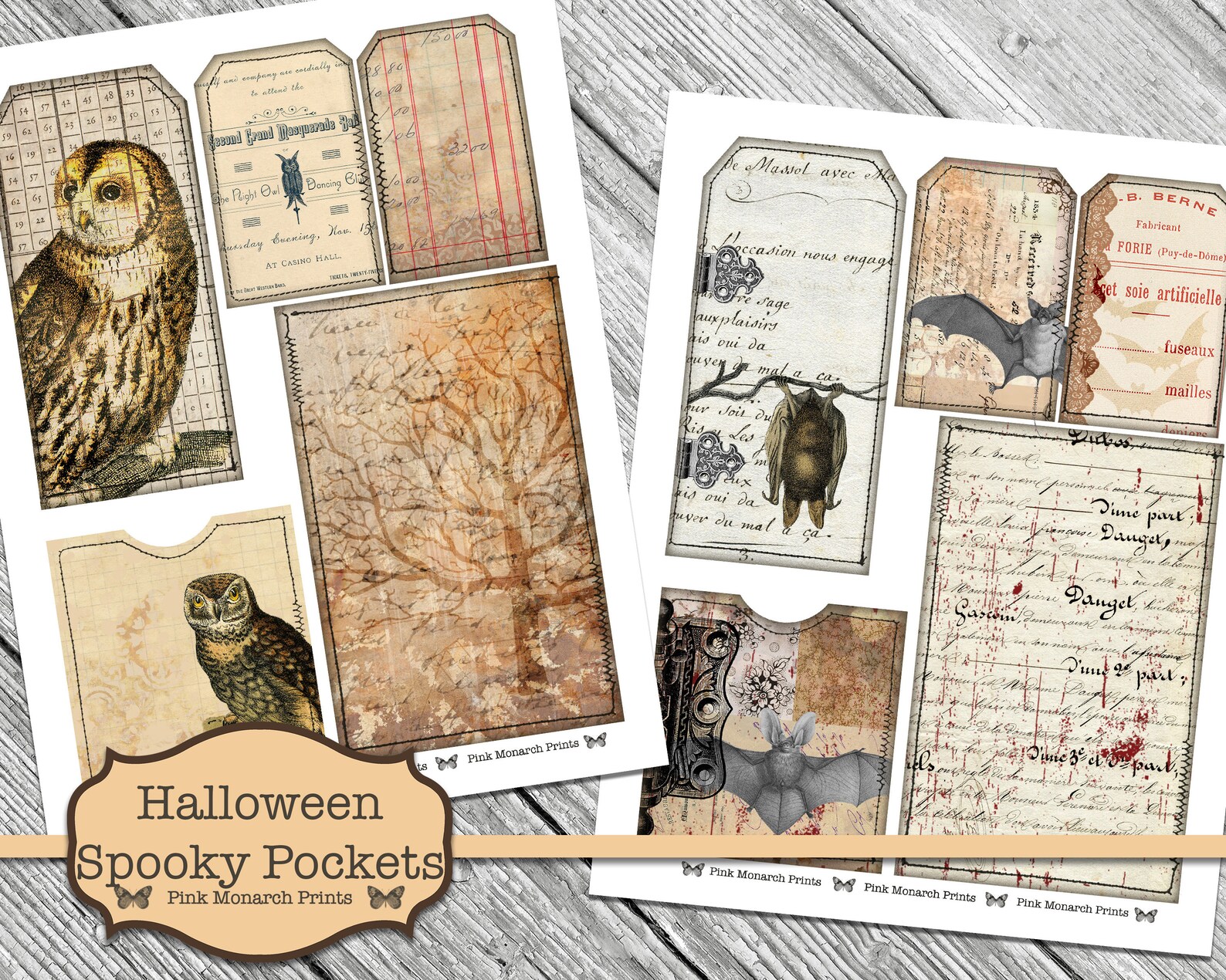 Halloween Spooky Pockets, Junk Journal Kits, Haunted Junk Journal ...