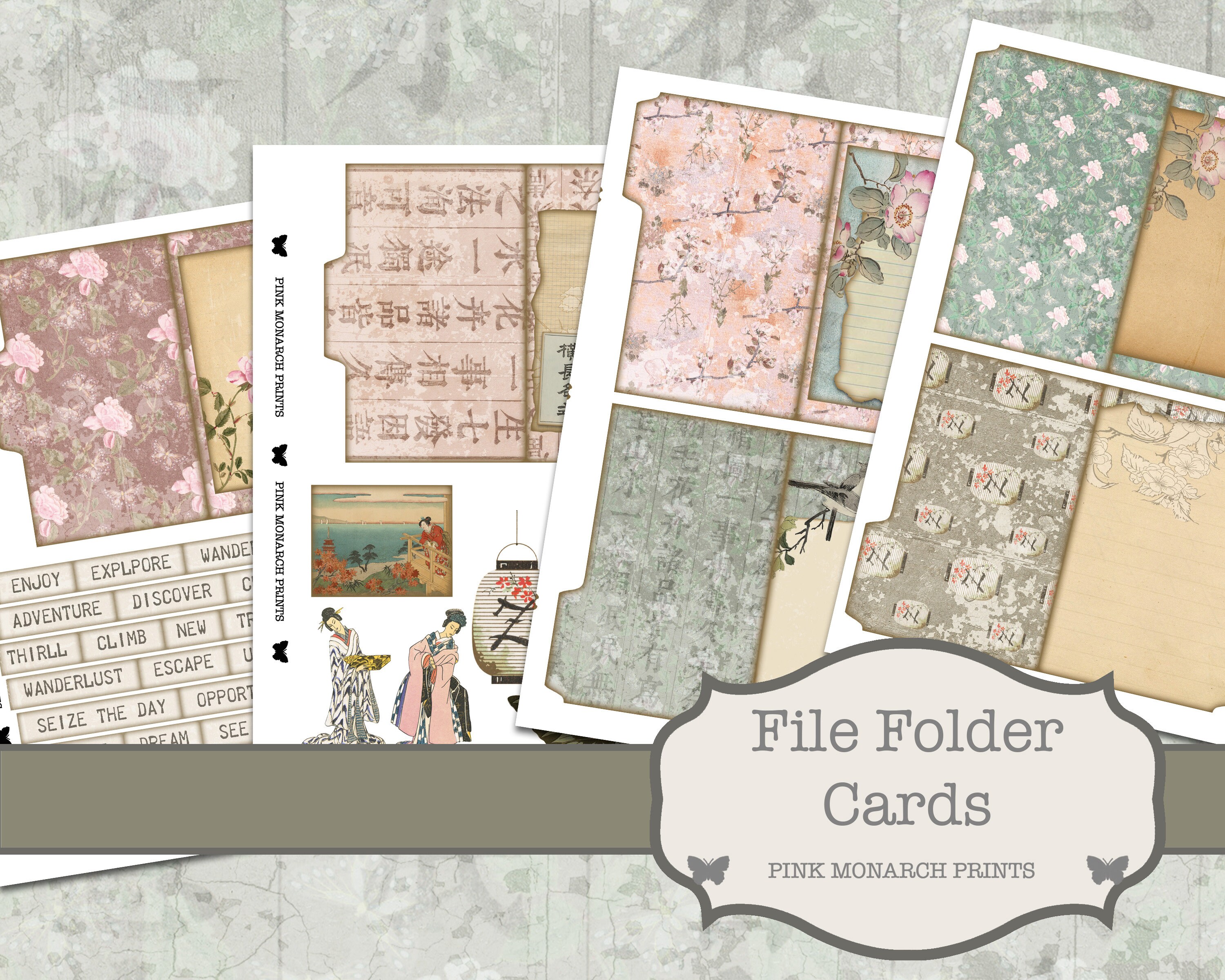Printable File Folder, Mini File Folders, Asian Junk Journal, Junk ...