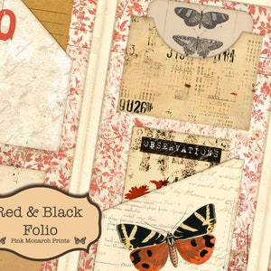 Red and Black Folio, Digital Junk Journal Kit, Junk Journal Kit, Junk ...