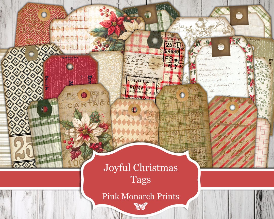 Joyful Christmas Tags, Printable, Digital, Tags for Christmas, Junk ...