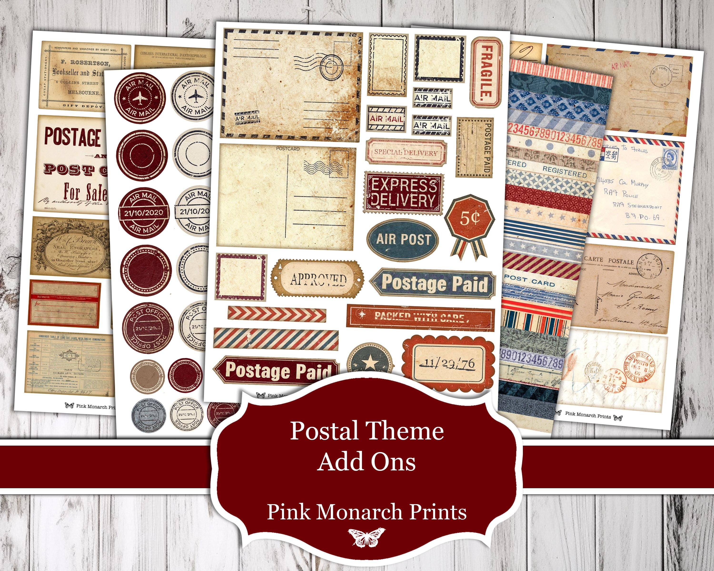 Postal Theme Add Ons, Digital Printable Kit, Mail Junk Journal, Digital ...