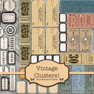 Vintage Clusters, Junk Journal Supplies, Vintage Ephemera, Junk Journal ...