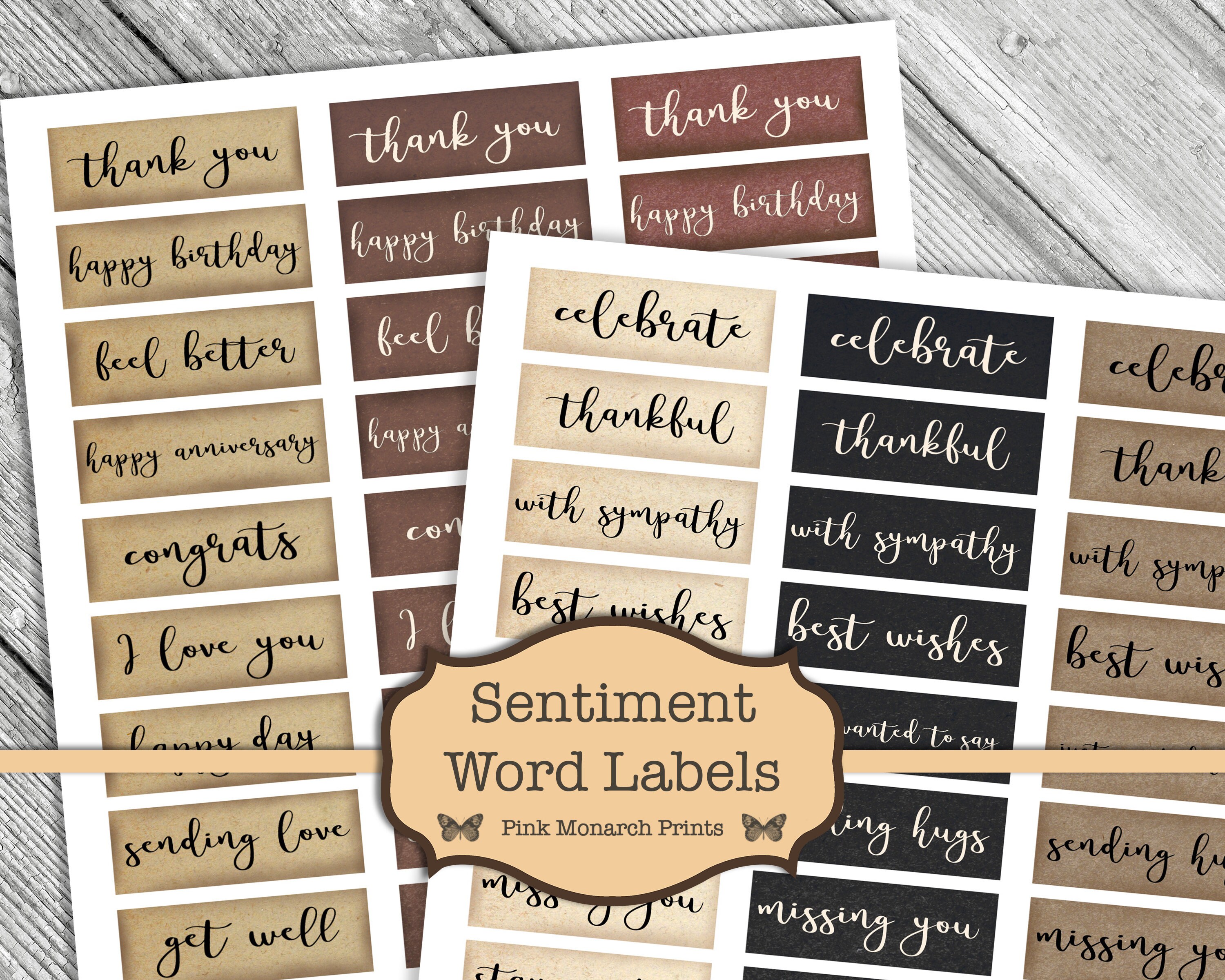 Sentiment Word Labels Junk Journaling Words Words for Junk - Etsy