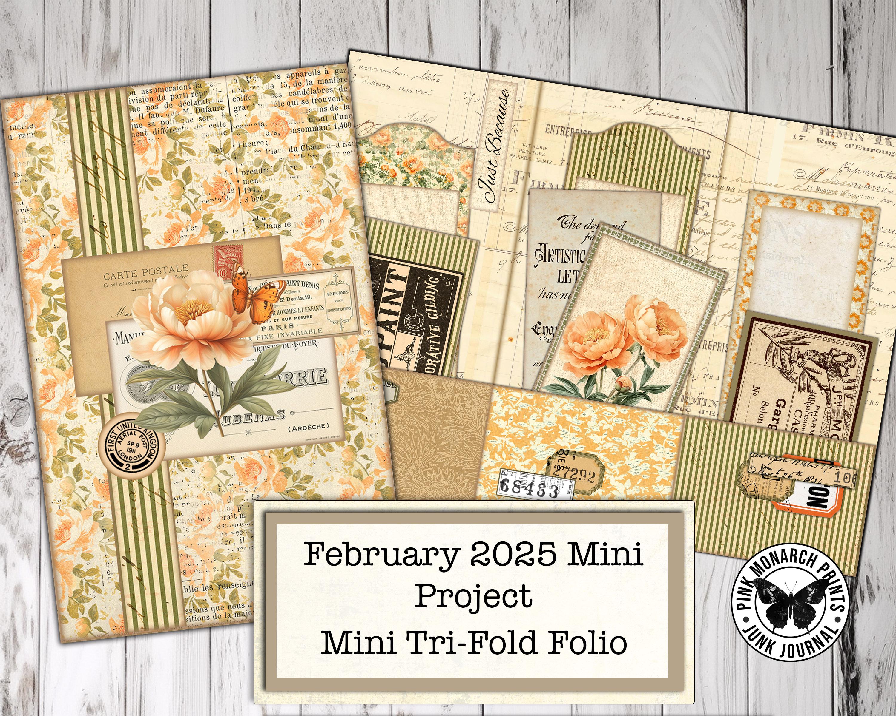 February 2025 Mini Project, Mini Tri-fold Folio, Printable Kit, Junk ...