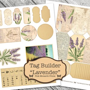 Shabby Chic Tag Builder, Lavender Tag Builder Kit, Junk Journal Kit ...