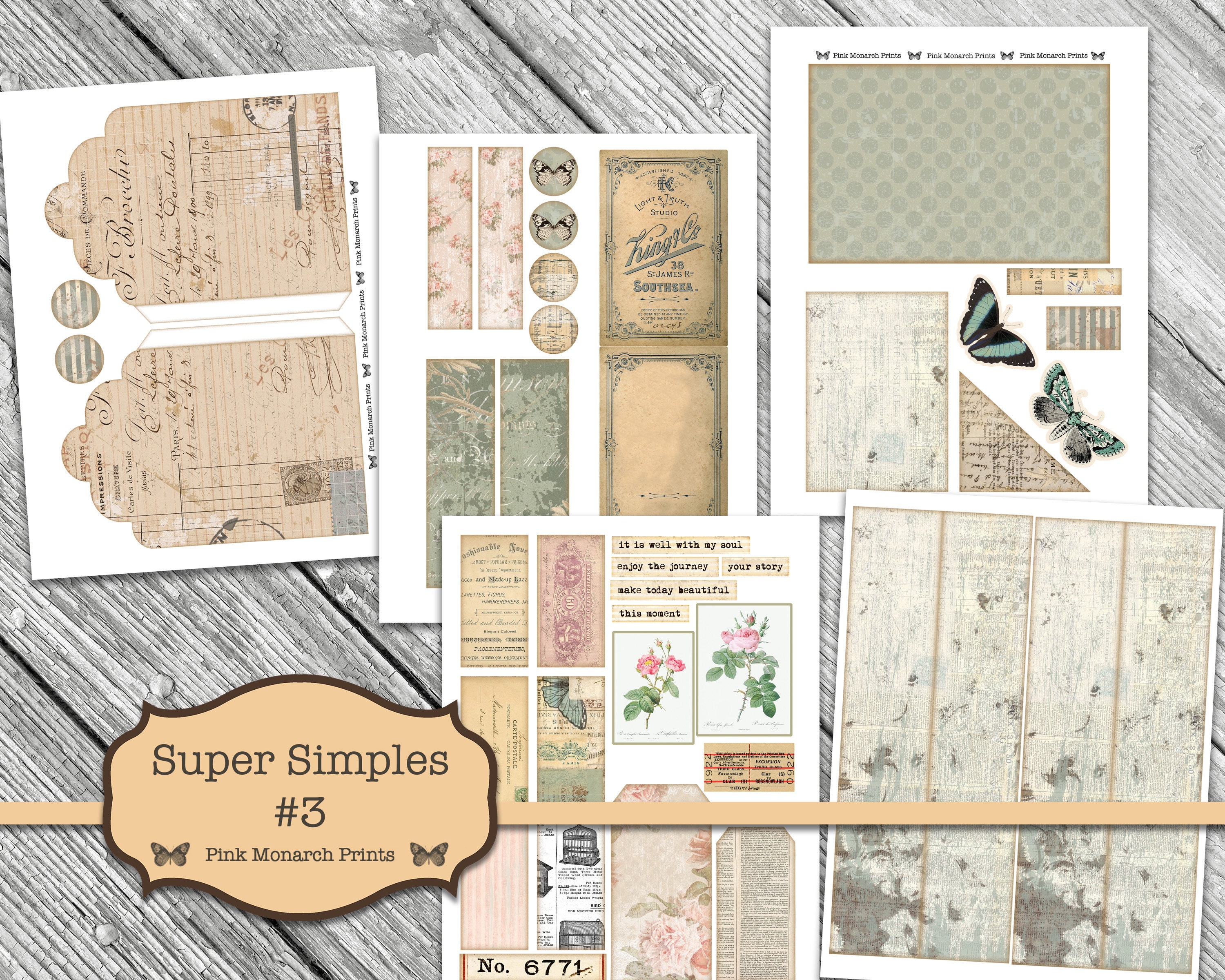 Super Simples 3 Junk Journal Kit Digital Junk Journal Junk - Etsy