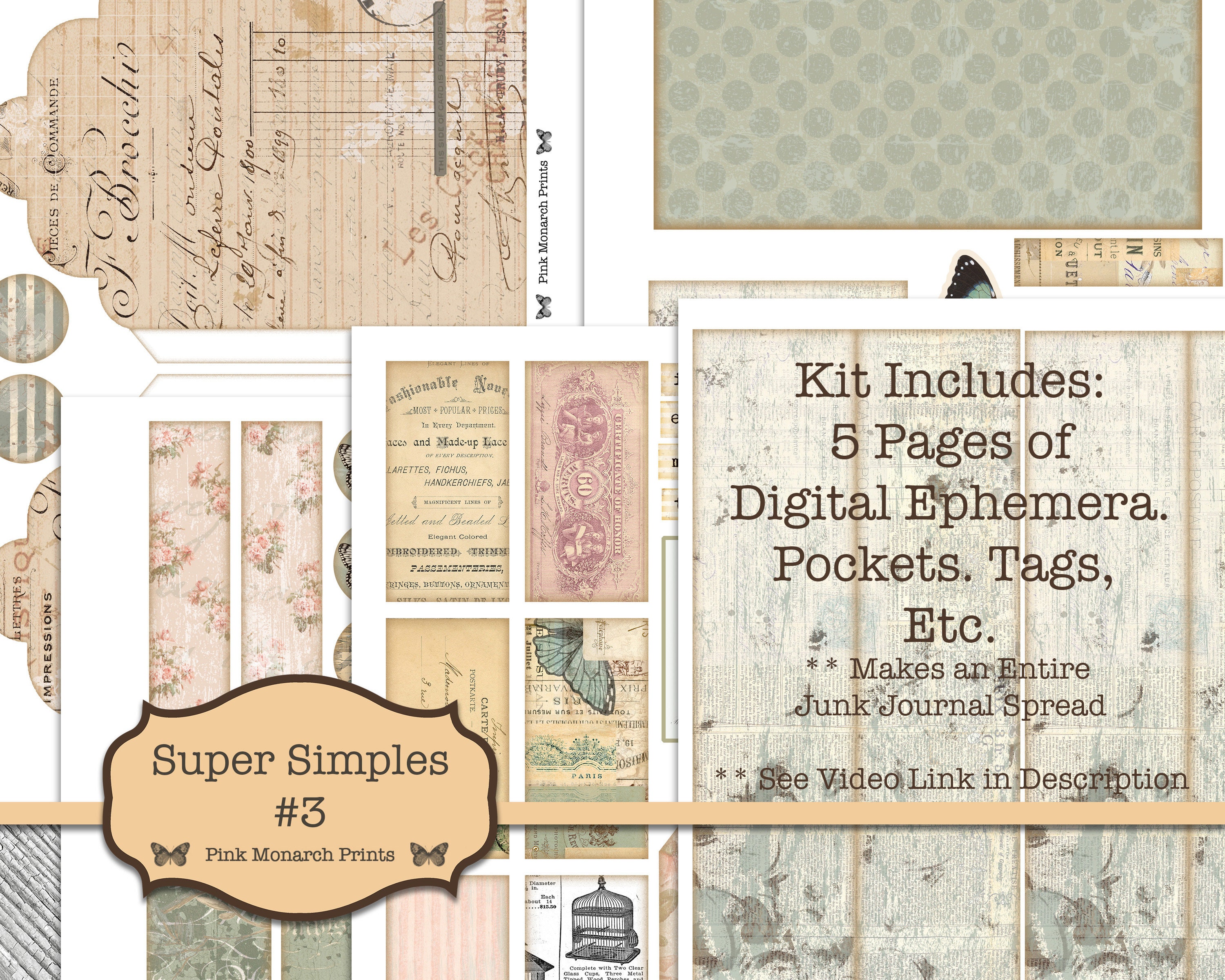Super Simples 3 Junk Journal Kit Digital Junk Journal Junk - Etsy