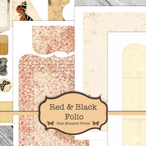 Red and Black Folio, Digital Junk Journal Kit, Junk Journal Kit, Junk ...
