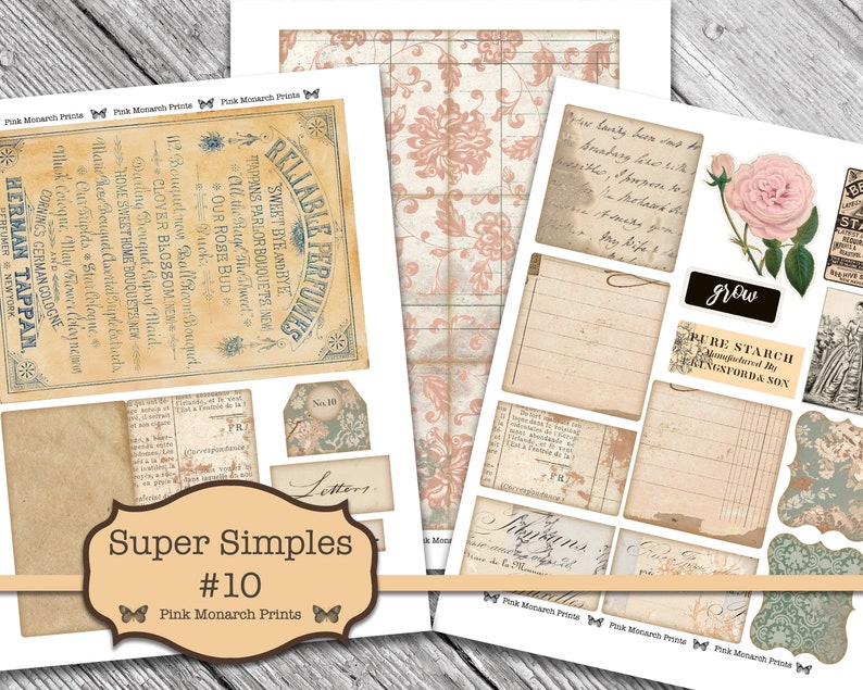 Super Simples 10 Junk Journal Kit Digital Junk Journal Junk - Etsy