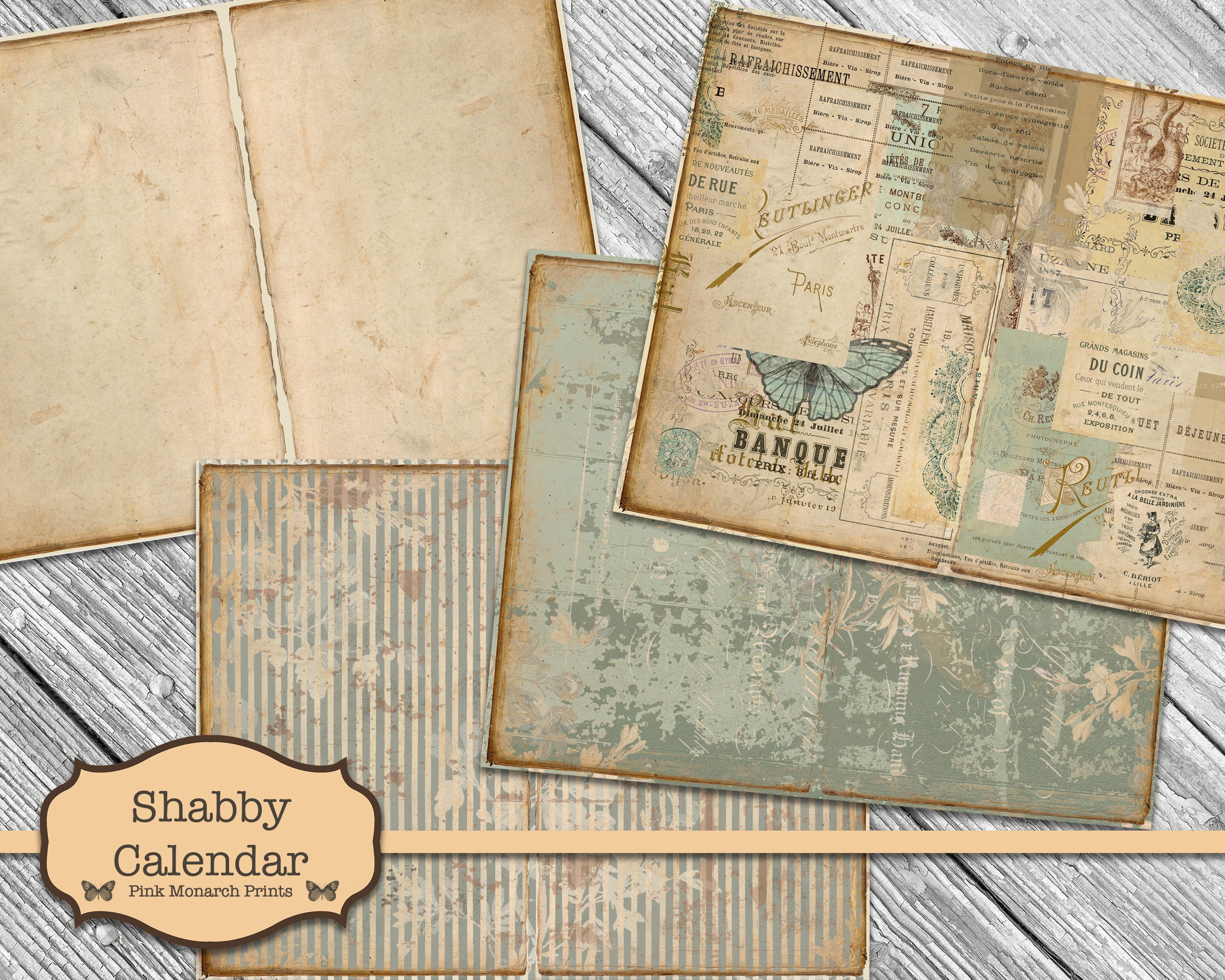 Shabby Calendar, Junk Journal Calendar, Digital Planner, Junk ...
