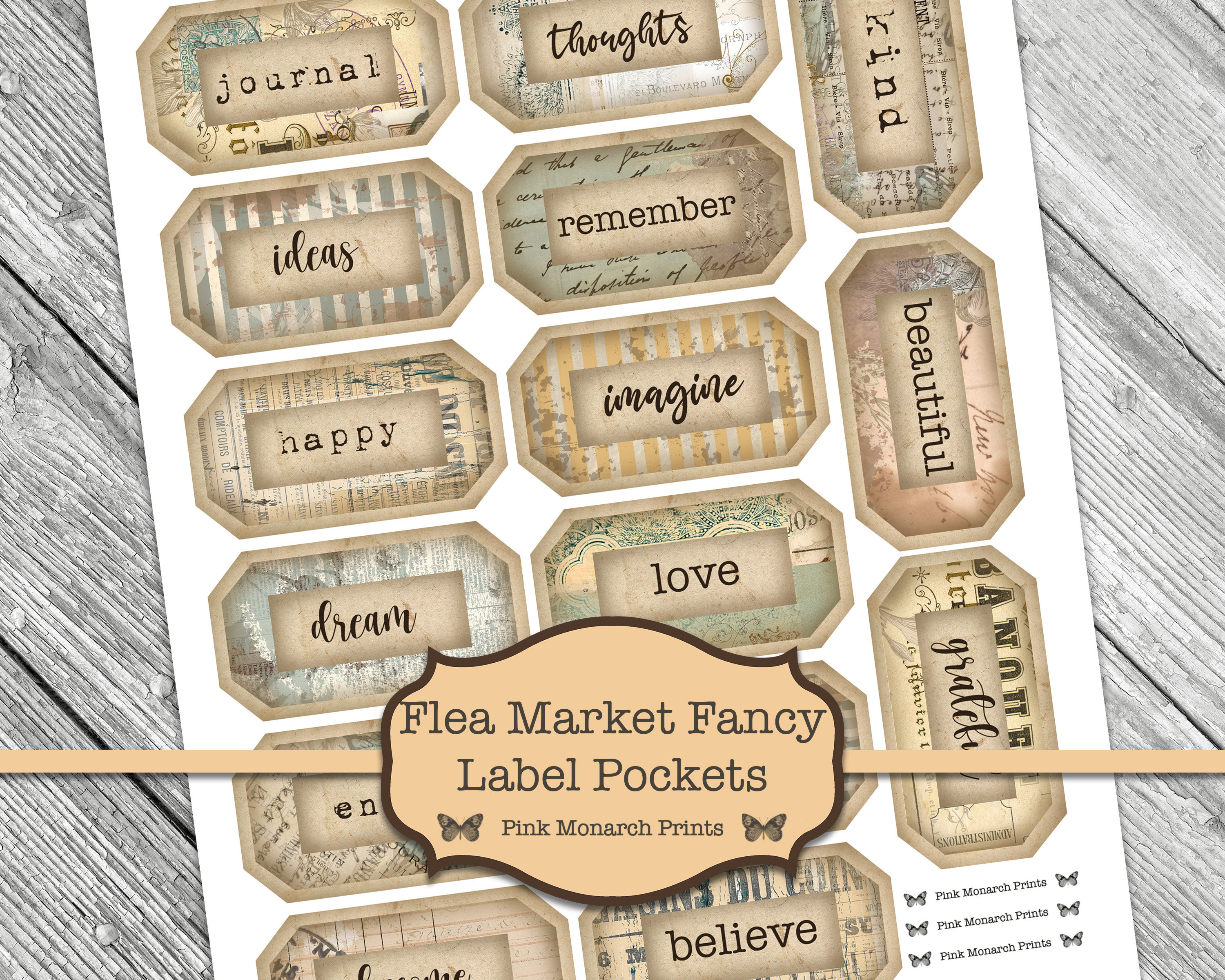 Flea Market Tags Shabby Chic Paper Junk Journal Kit Vintage - Etsy