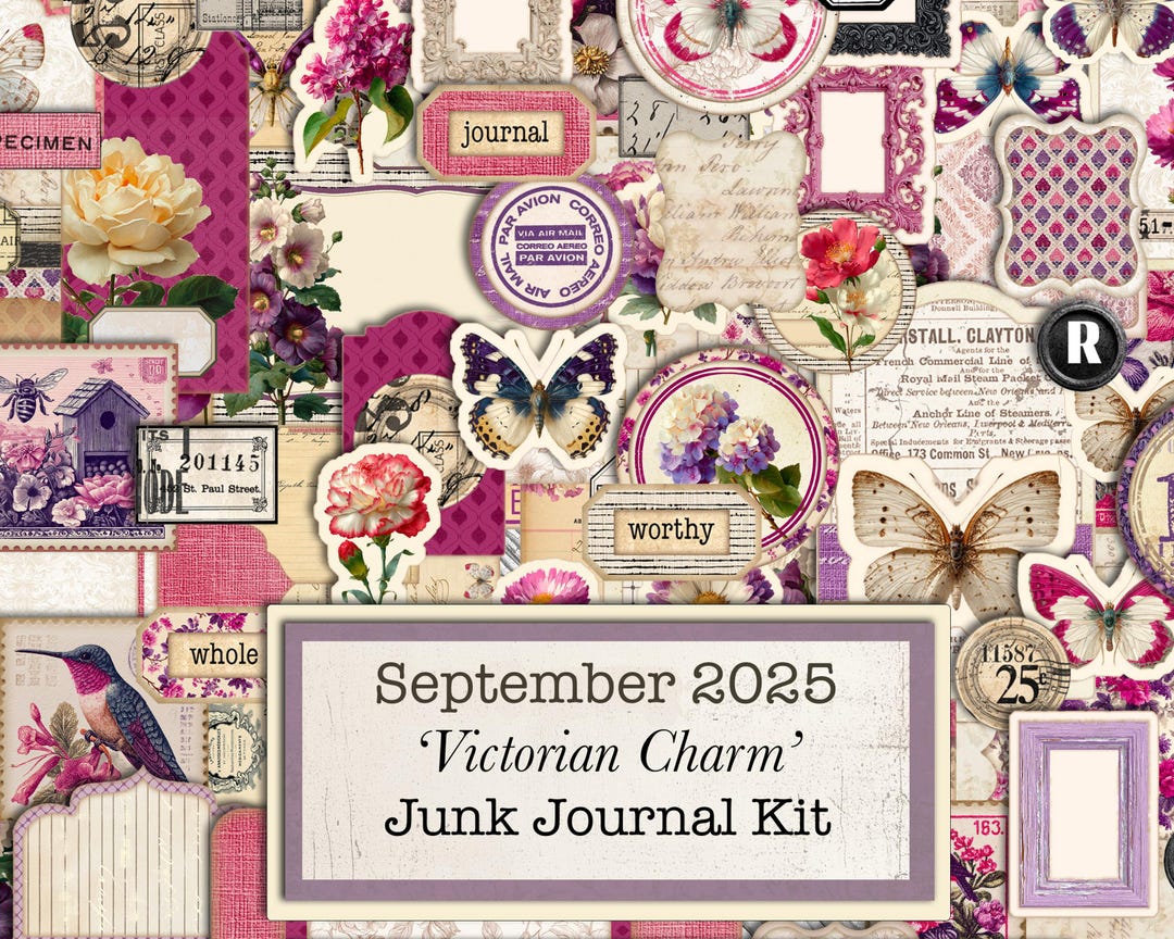 Victorian Charm Junk Journal Kit: 52 Pages, Large Printable ...