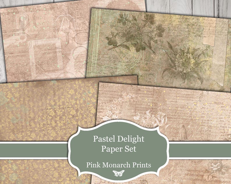 Pastel Delight Paper Set: Printable Scrapbook and Junk Journal Paper ...