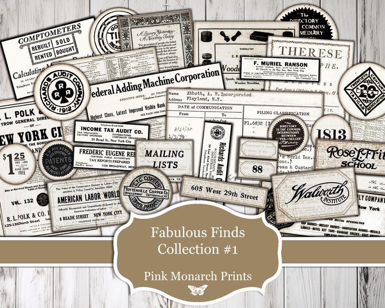 Fabulous Finds Collection #1, True Vintage Elements, Stamped Labels ...