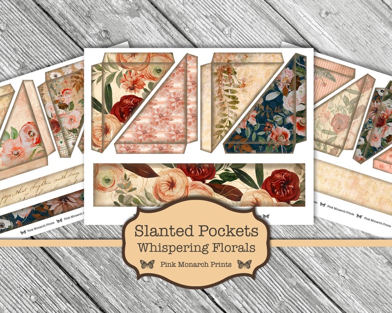 Slanted Pockets, Pocket Tags, Junk Journal Supplies, Junk Journal ...