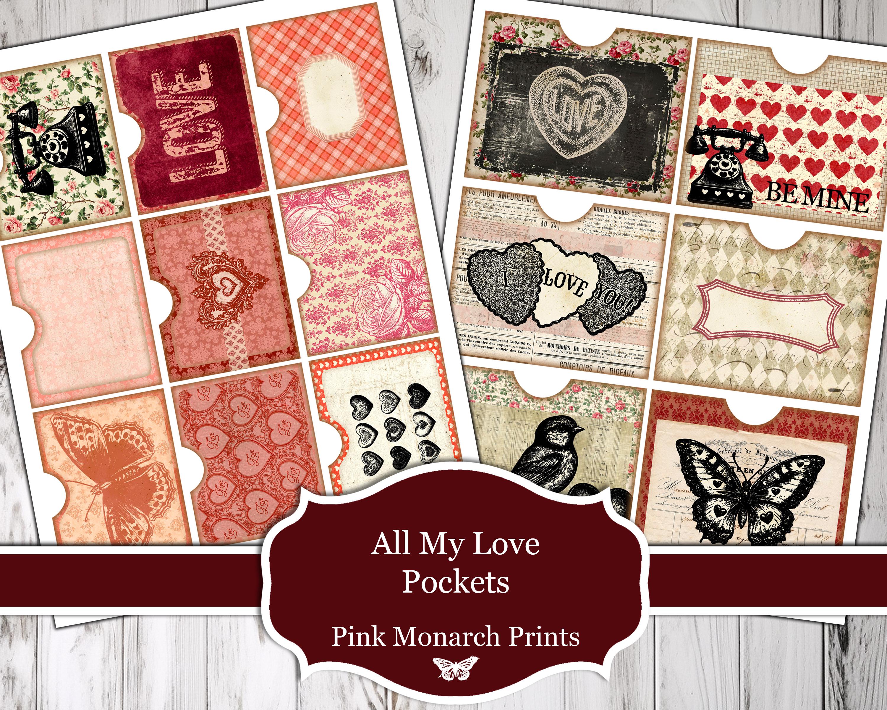All My Love Pockets, Digital, Printable, Romance, Valentines Day ...