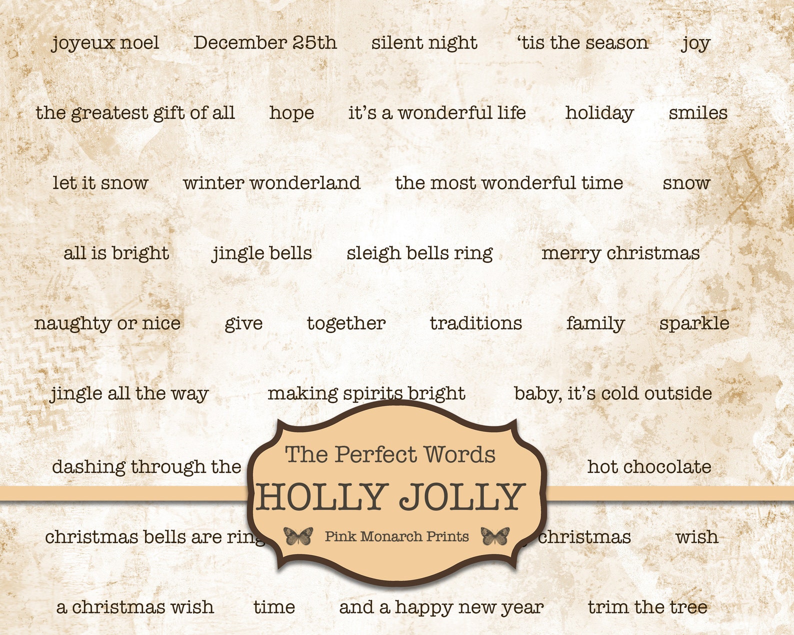 Christmas Words Digital Christmas Words and Phrases Words - Etsy