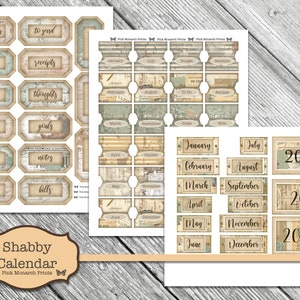 Shabby Calendar, Junk Journal Calendar, Digital Planner, Junk ...