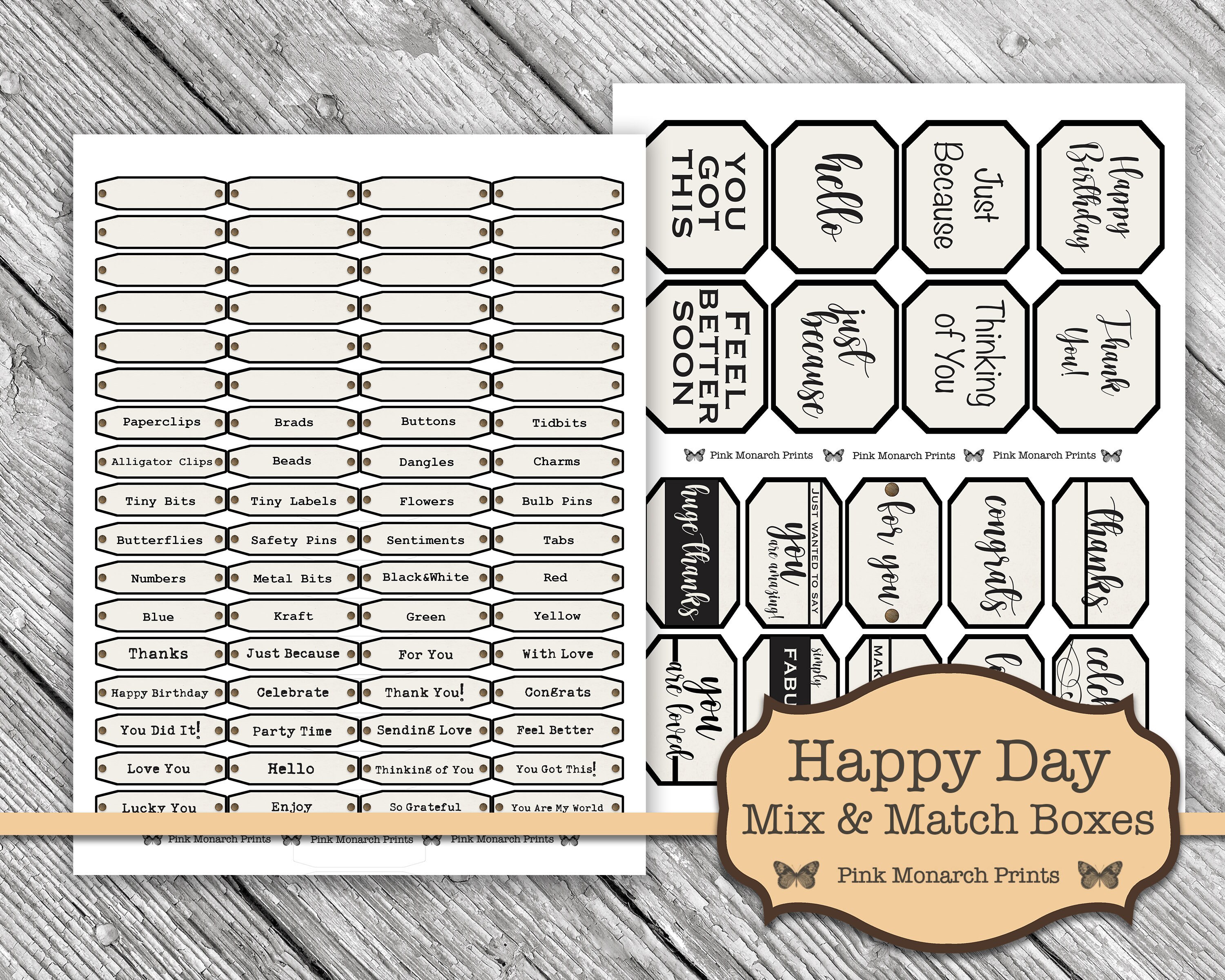 Happy Day Mini Boxes, Printable Junk Journal Supplies, DIY Gift Boxes ...