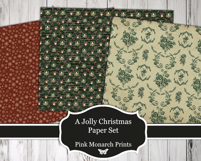 A Jolly Christmas Paper Set, 15, Printable, Digital, Vintage Christmas ...