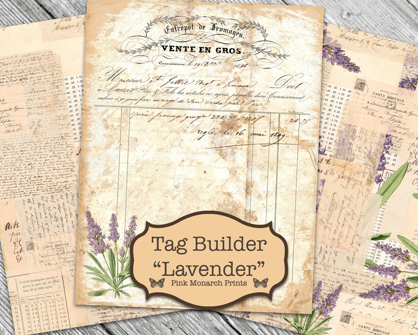 Shabby Chic Tag Builder, Lavender Tag Builder Kit, Junk Journal Kit ...
