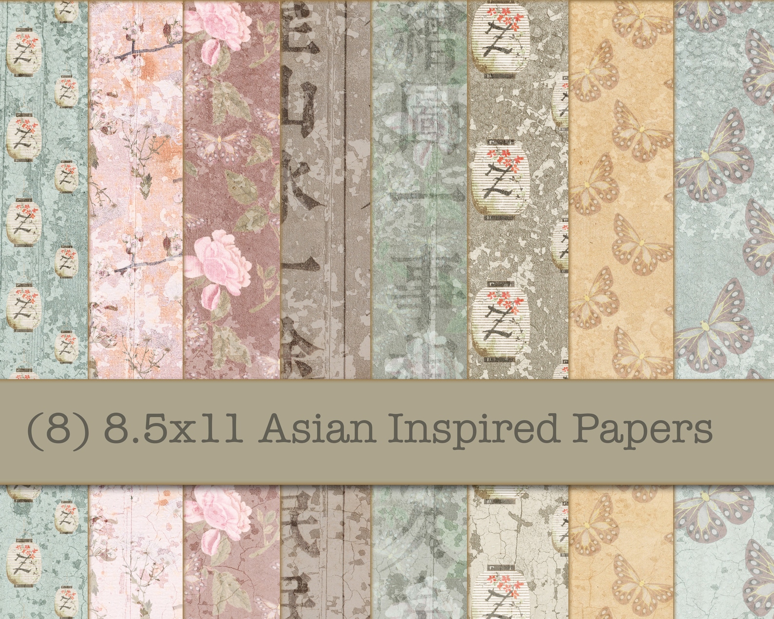 Asian Digital Paper Pack, Asian Journal Pack, Japanese Junk Journal Kit ...