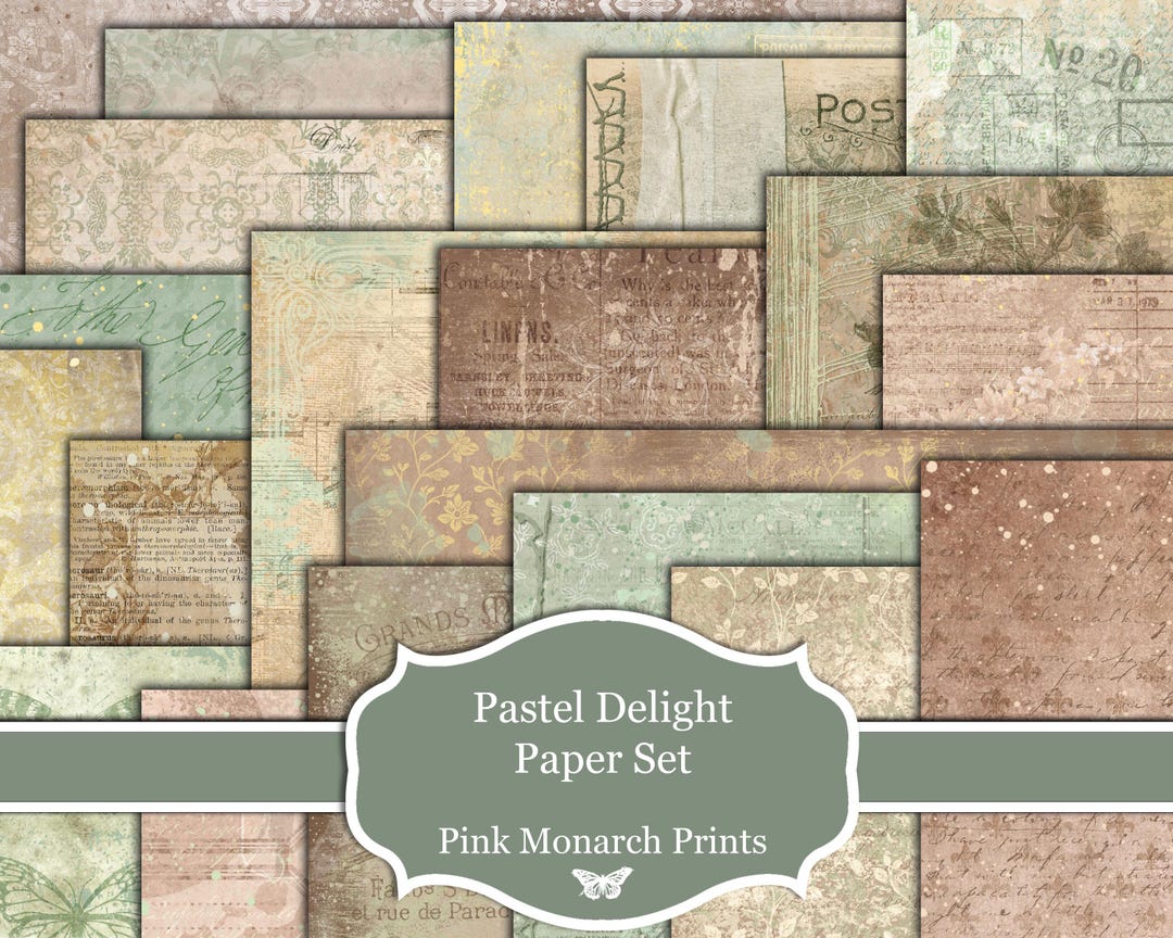 Pastel Delight Paper Set: Printable Scrapbook and Junk Journal Paper ...