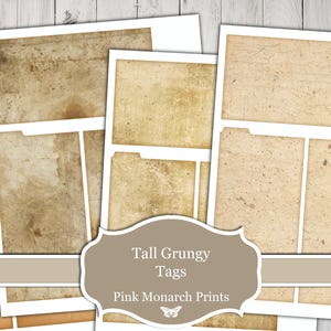 Tall Grungy Tags, Printable, Digital, Shabby Chic, Junk Journal, Kit ...