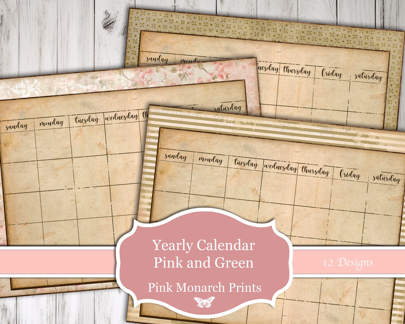 Custom, Junk Journal Calendar, Digital Planner, Junk Journaling Digital ...