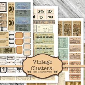 Vintage Clusters, Junk Journal Supplies, Vintage Ephemera, Junk Journal ...