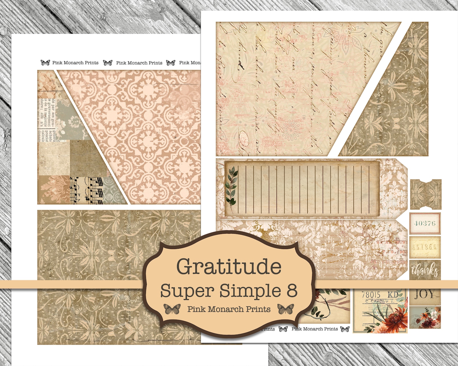 Gratitude Super Simples 8, Digital Junk Journal Kit, Junk Journaling ...